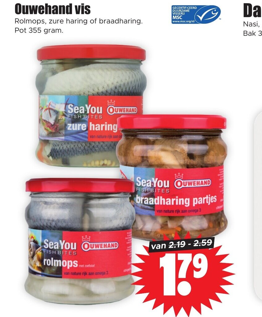 Ouwehand vis Rolmops, zure haring of braadharing. Pot 355 gram ...