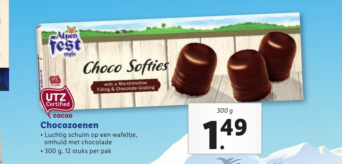 Chocozoenen 300 g aanbieding bij Lidl
