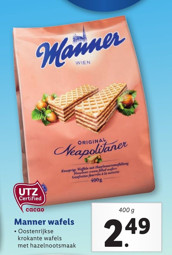 Manner Wafels 400 g aanbieding bij Lidl