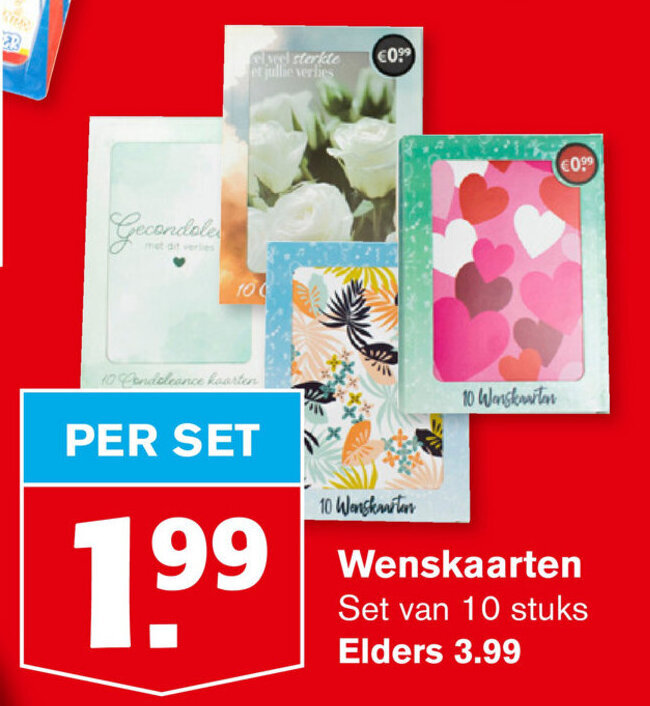 Wenskaarten Set van 10 stuks aanbieding bij Hoogvliet