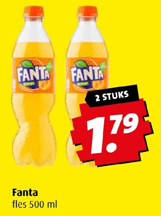 Fanta fles 500 ml 2 STUKS aanbieding bij Boni