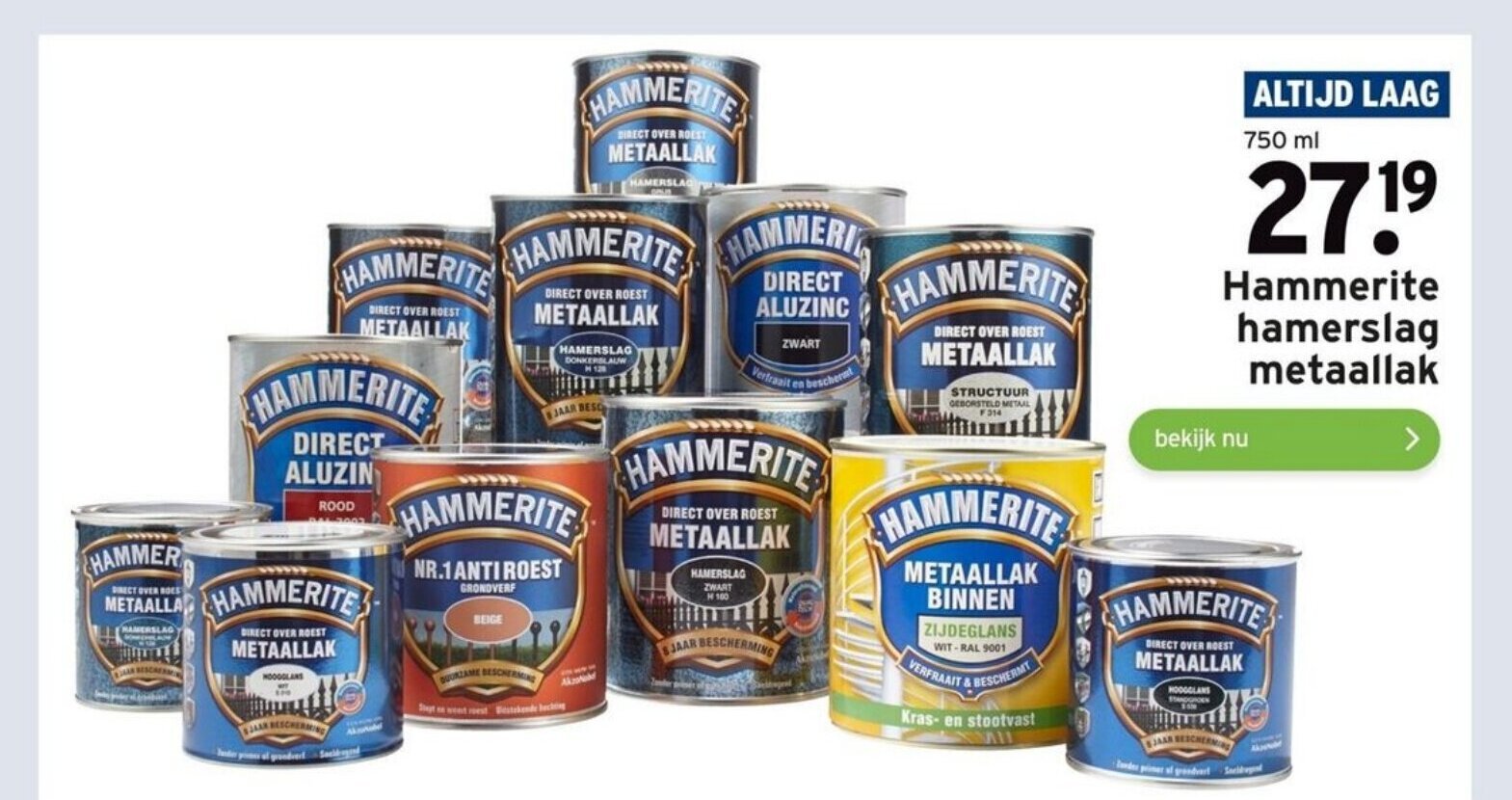 Hammerite hamerslag metaallak 750 ml aanbieding bij GAMMA