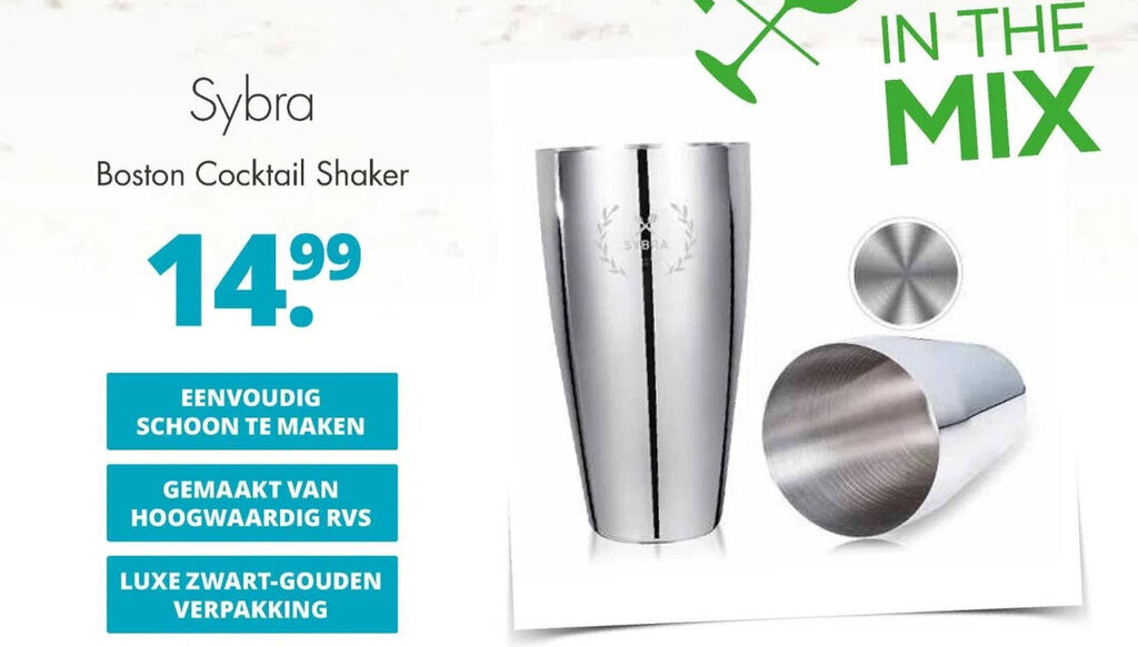 Sybra Boston Cocktail Shaker aanbieding bij Mitra