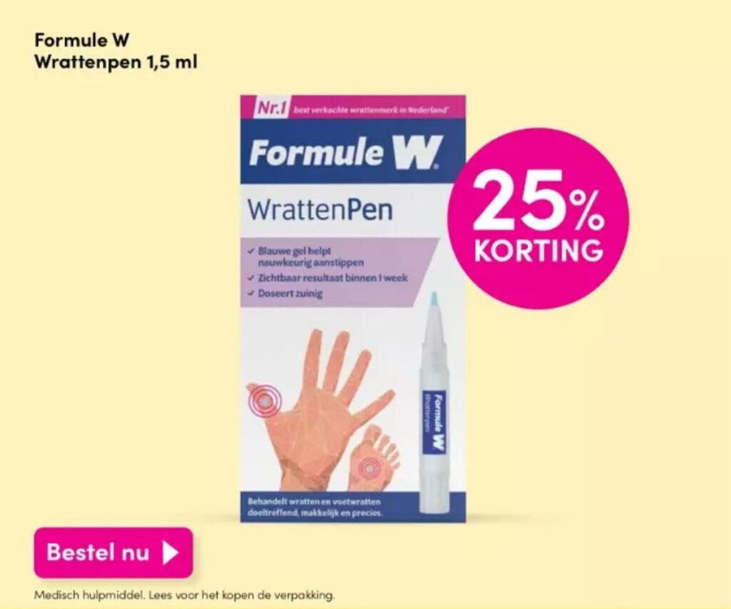 Formule W Wrattenpen 1,5 ml aanbieding bij DA