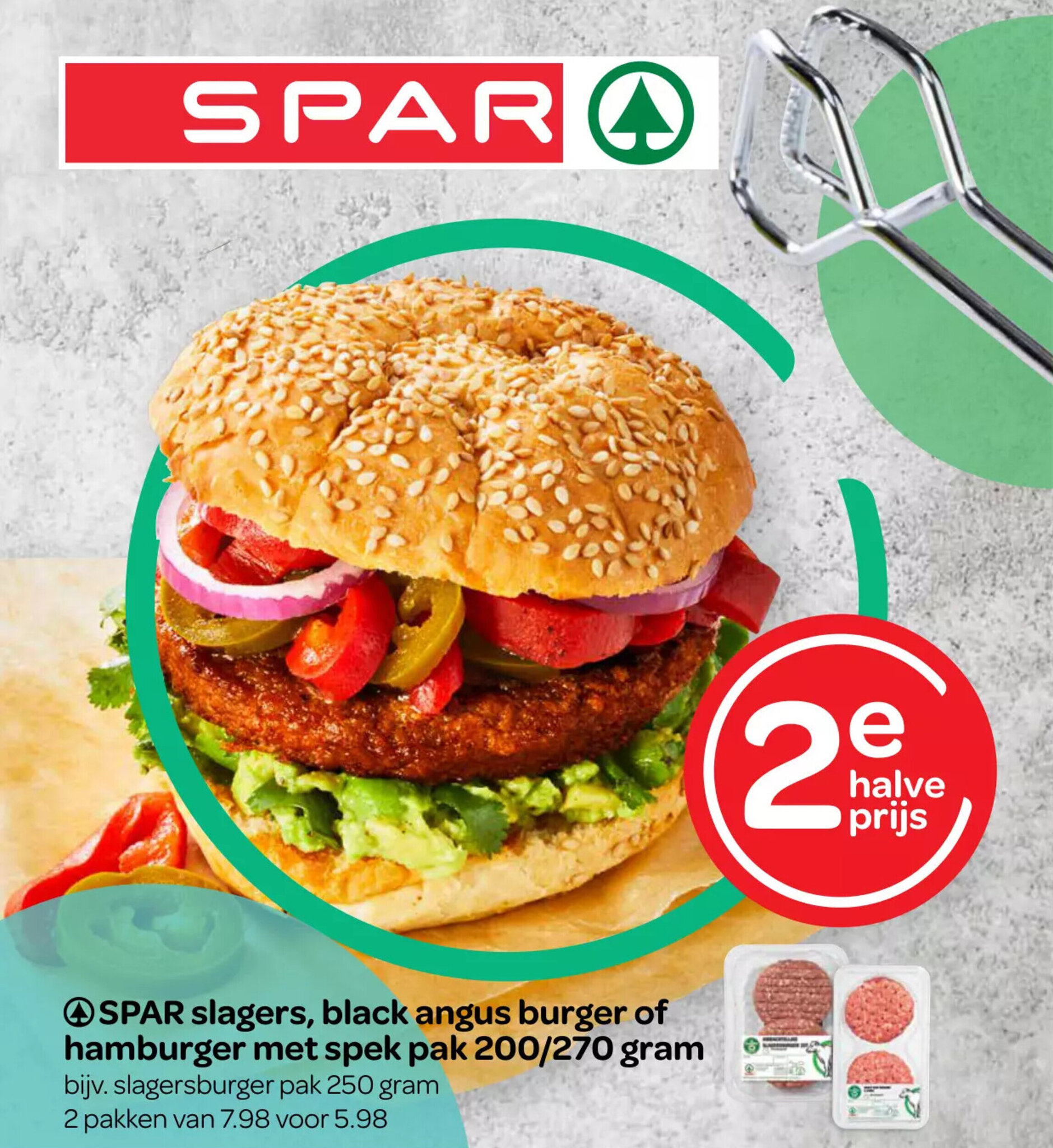 SPAR slagers, black angus burger of hamburger met spek pak 200/270 gram ...