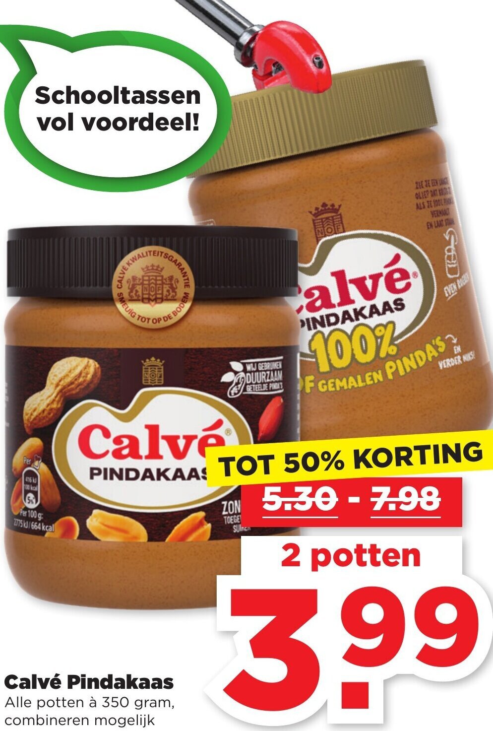 Calve pindakaas 330gram aanbieding bij PLUS