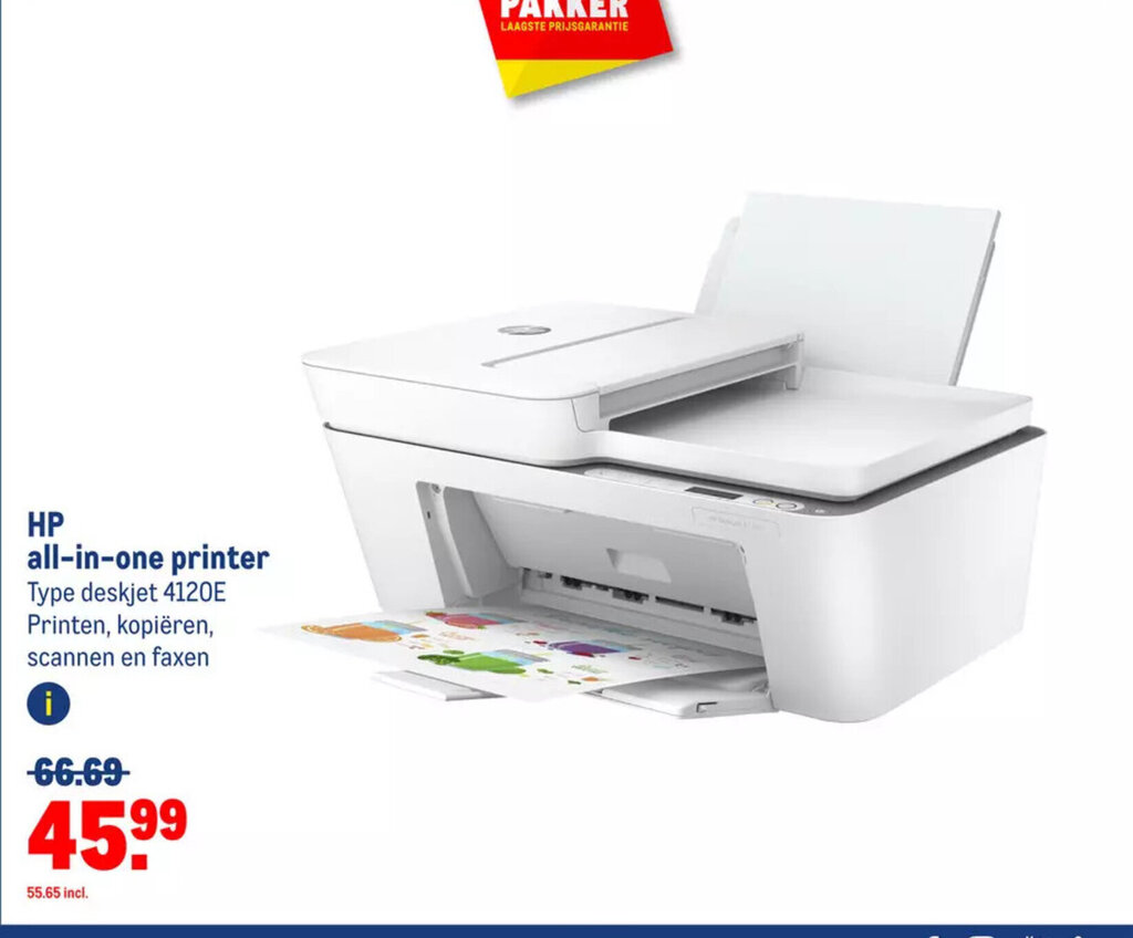 HP all-in-one printer Type deskjet 4120E Printen, kopiëren, scannen en ...
