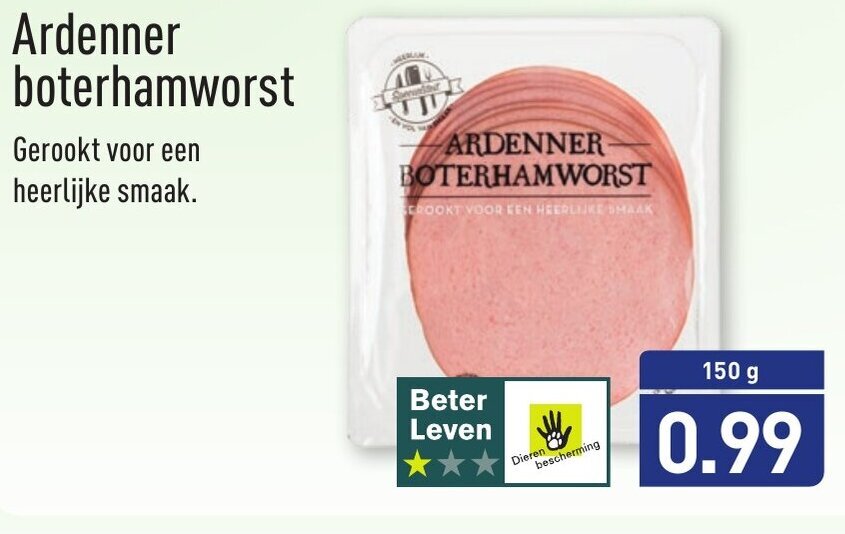 Ardenner boterhamworst 150g aanbieding bij ALDI
