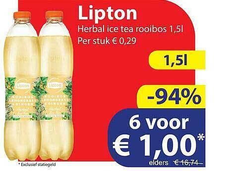Lipton herbal ice tea rooibos 1,5l aanbieding bij Die Grenze