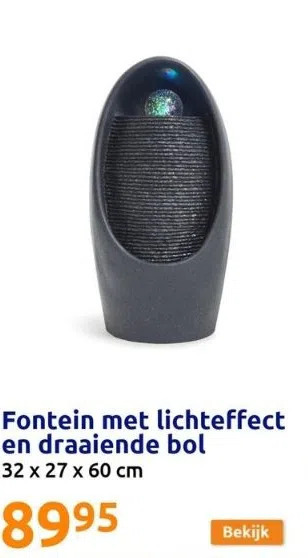 Fontein met lichteffect en draaiende bol aanbieding bij Action