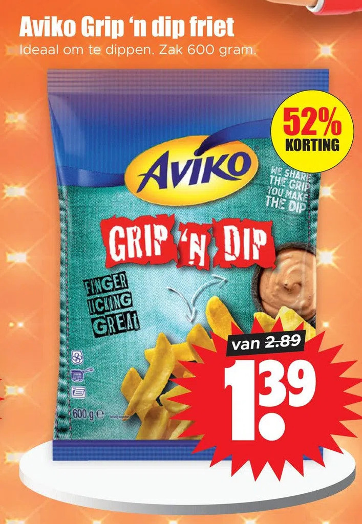 Aviko grip 'n dip friet aanbieding bij Dirk