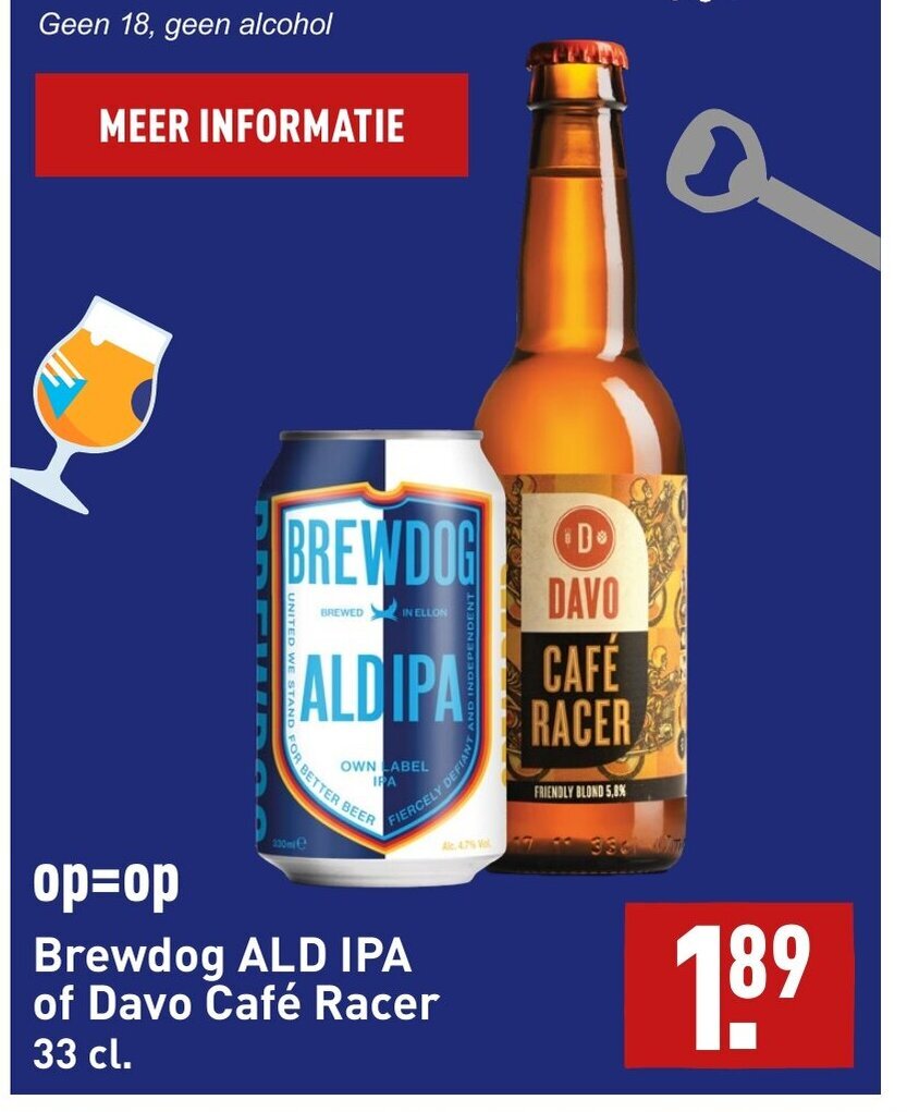 Brewdog ALD IPA of Davo Café Racer 33 cl. aanbieding bij ALDI