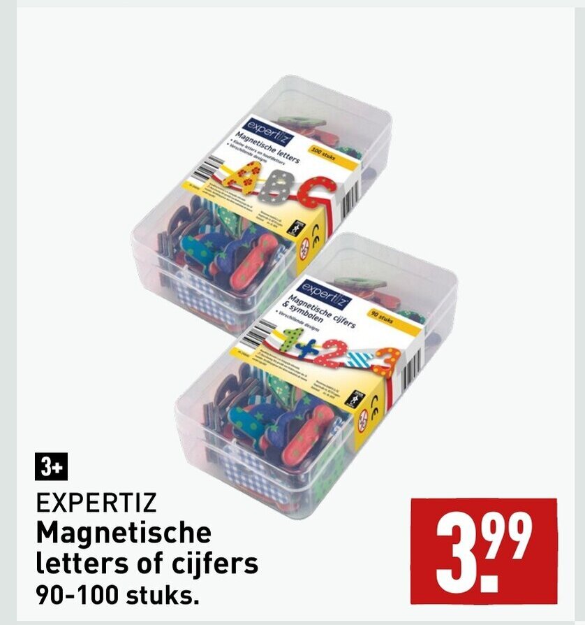 EXPERTIZ Magnetische letters of cijfers 90-100 stuks. aanbieding bij ALDI