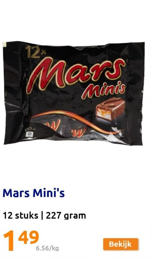 Mars Mini's 12 stuks | 227 gram aanbieding bij Action
