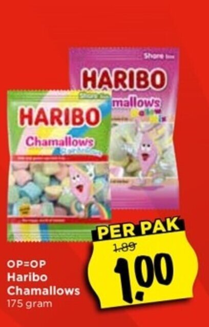Haribo Chamallows 175 gram aanbieding bij Vomar Voordeelmarkt