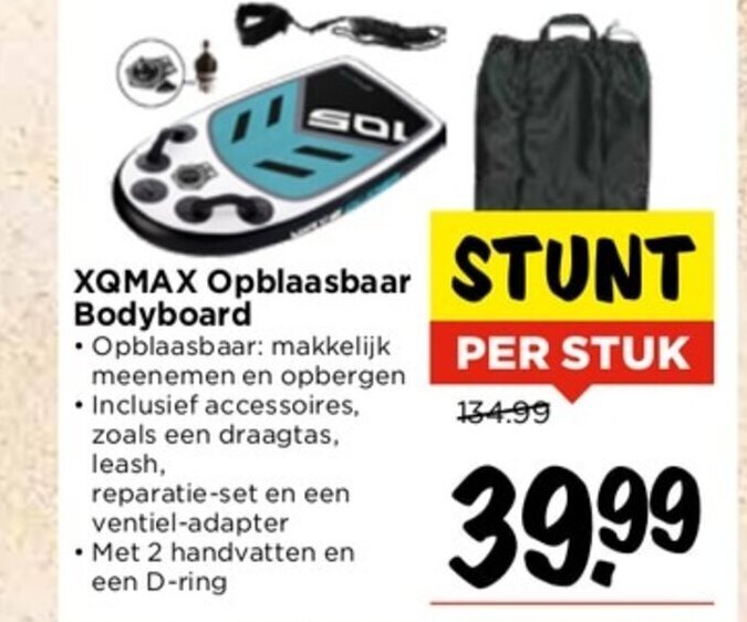 XQMAX Opblaasbaar Bodyboard aanbieding bij Vomar Voordeelmarkt