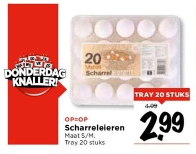 Scharreleieren Maat S/M. Tray 20 stuks aanbieding bij Vomar Voordeelmarkt