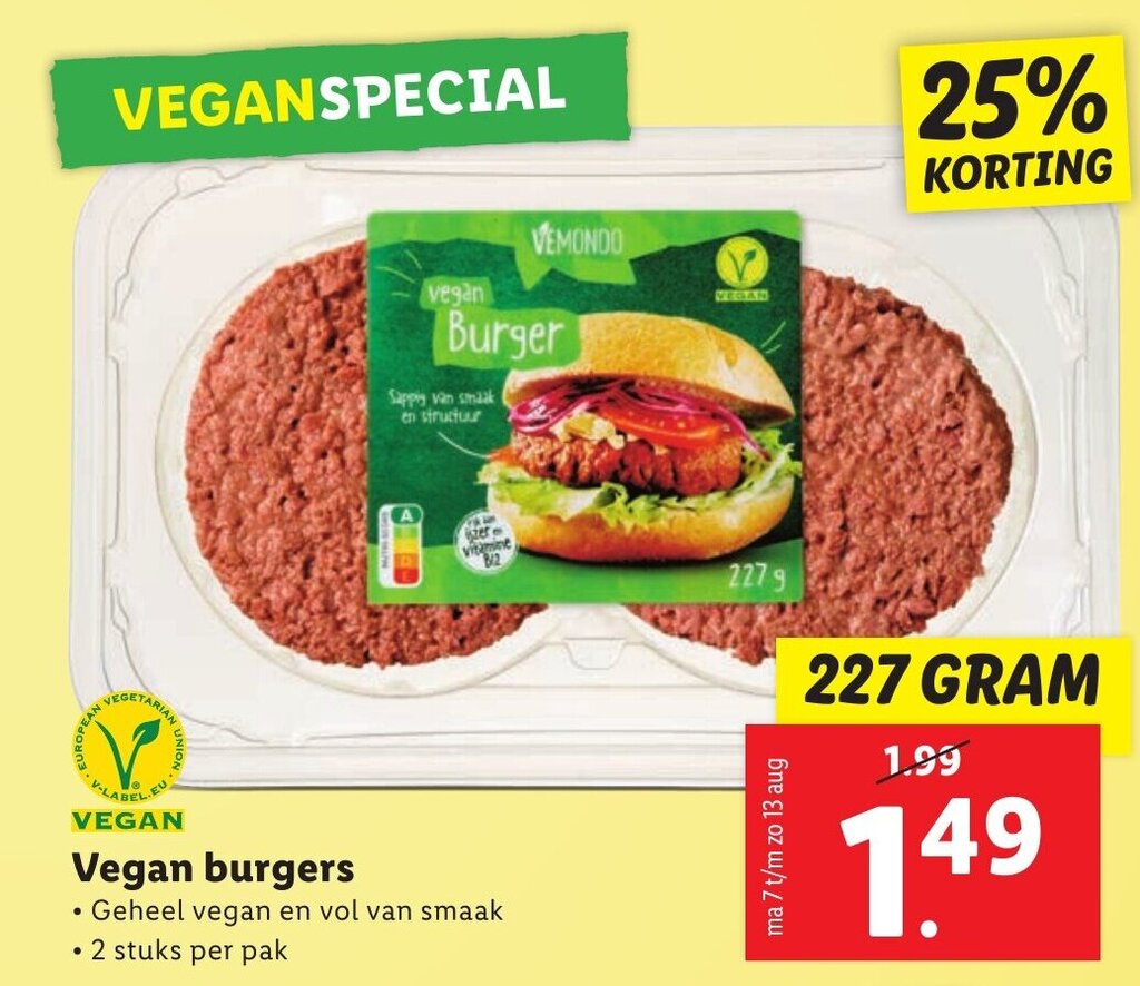 Vegan burgers 227 GRAM aanbieding bij Lidl
