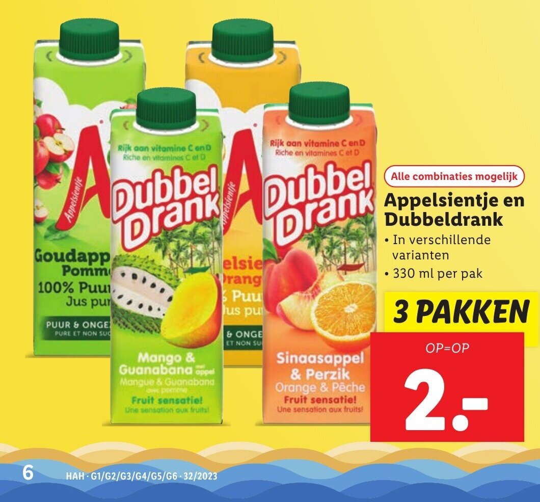 Appelsientje en Dubbeldrank 330ml aanbieding bij Lidl