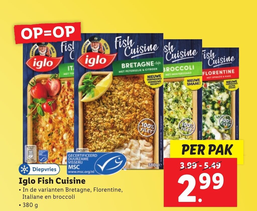 Iglo Fish Cuisine 380g aanbieding bij Lidl
