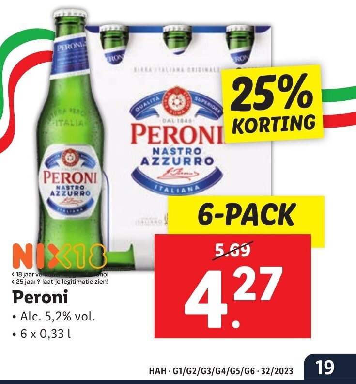 Peroni 6-PACK aanbieding bij Lidl