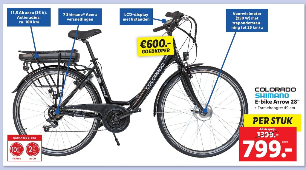 COLORADO SHIMANO E-bike Arrow 28" • Framehoogte: 49 cm aanbieding bij Lidl