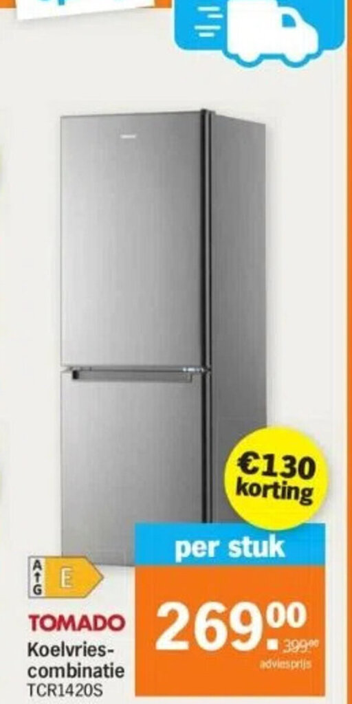 TOMADO Koelvries-combinatie TCR1420S aanbieding bij Albert Heijn
