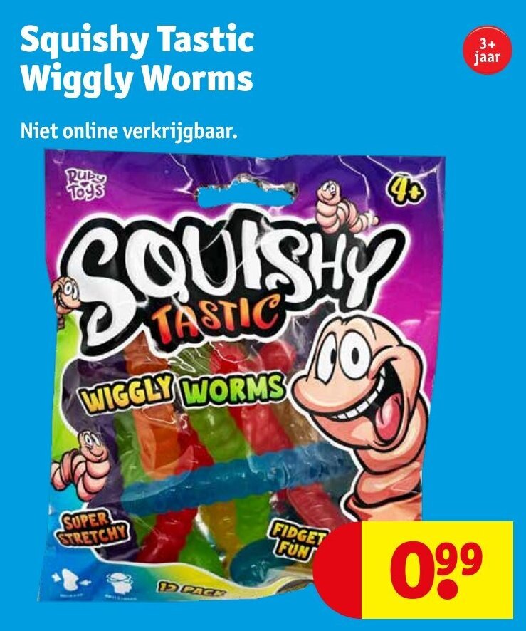 Squishy Tastic Wiggly Worms aanbieding bij Kruidvat