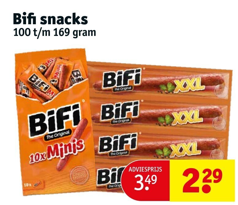 Bifi snacks 100 t/m 169 gram aanbieding bij Kruidvat