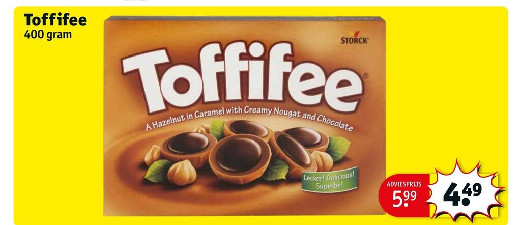 Toffifee 400 gram aanbieding bij Kruidvat