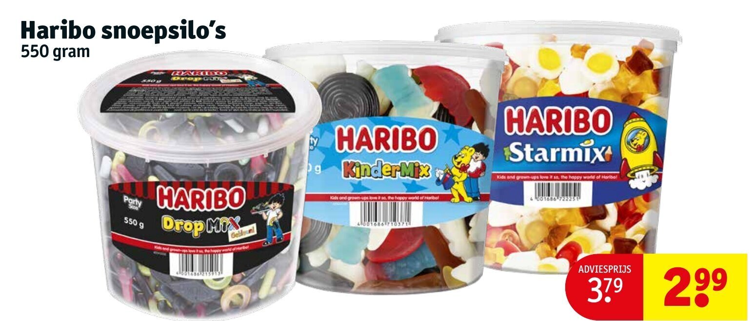 Haribo snoepsilo's 550 gram aanbieding bij Kruidvat
