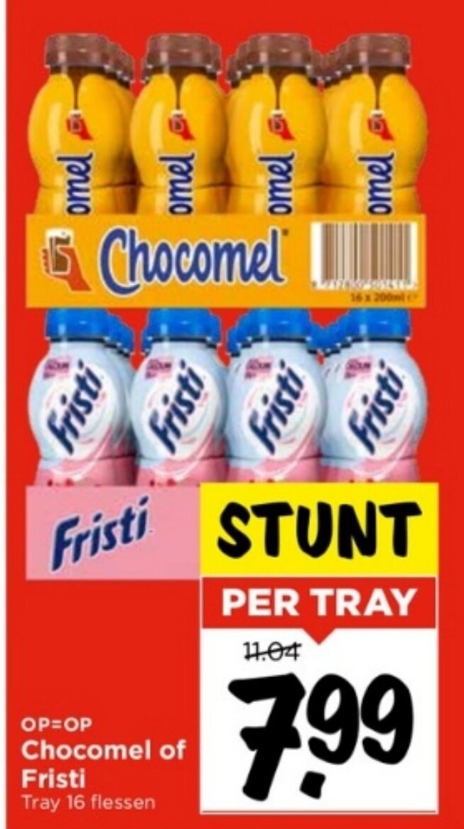 Chocomel of Fristi Tray 16 flessen aanbieding bij Vomar