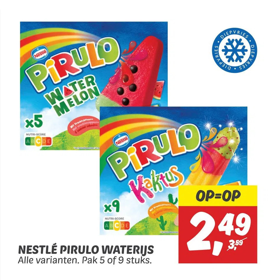 Nestlé pirulo waterijs aanbieding bij Dekamarkt