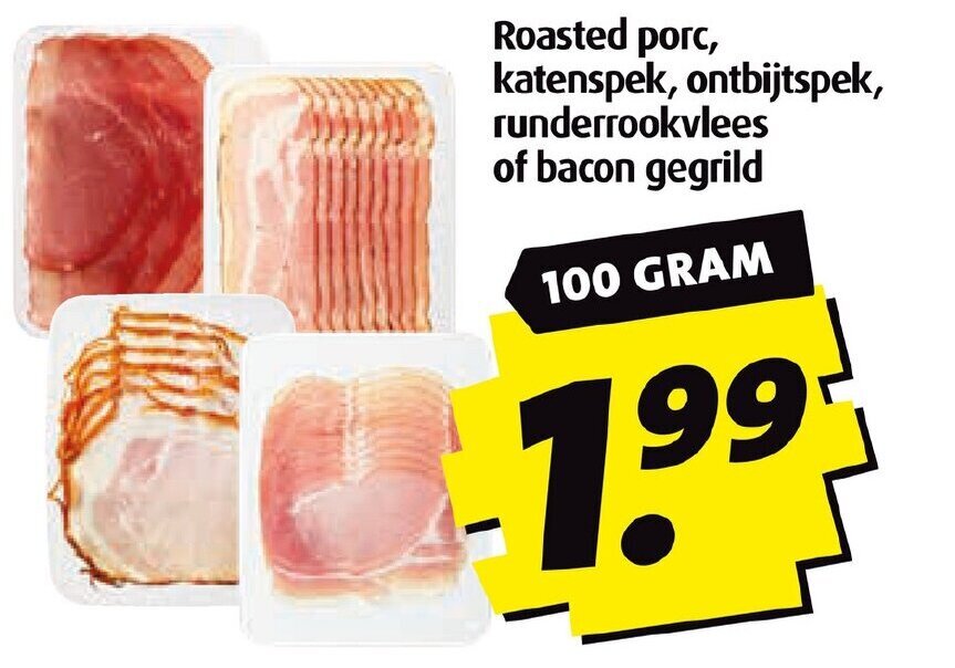 Roasted porc, katenspek, ontbijtspek, runderrookvlees of bacon gegrild ...