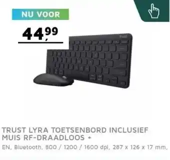 Trust lyra toetsenbord inclusief muis rf-draadloos + aanbieding bij Digitotaal