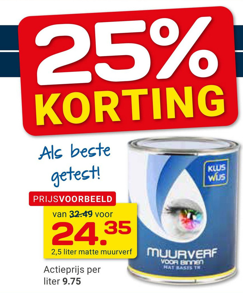 Muurverf Voor Binnen aanbieding bij Kluswijs