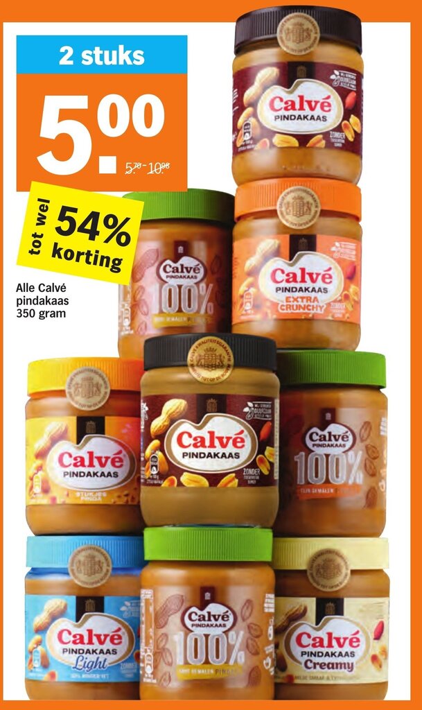 Calvé pindakaas 350 gram aanbieding bij Albert Heijn