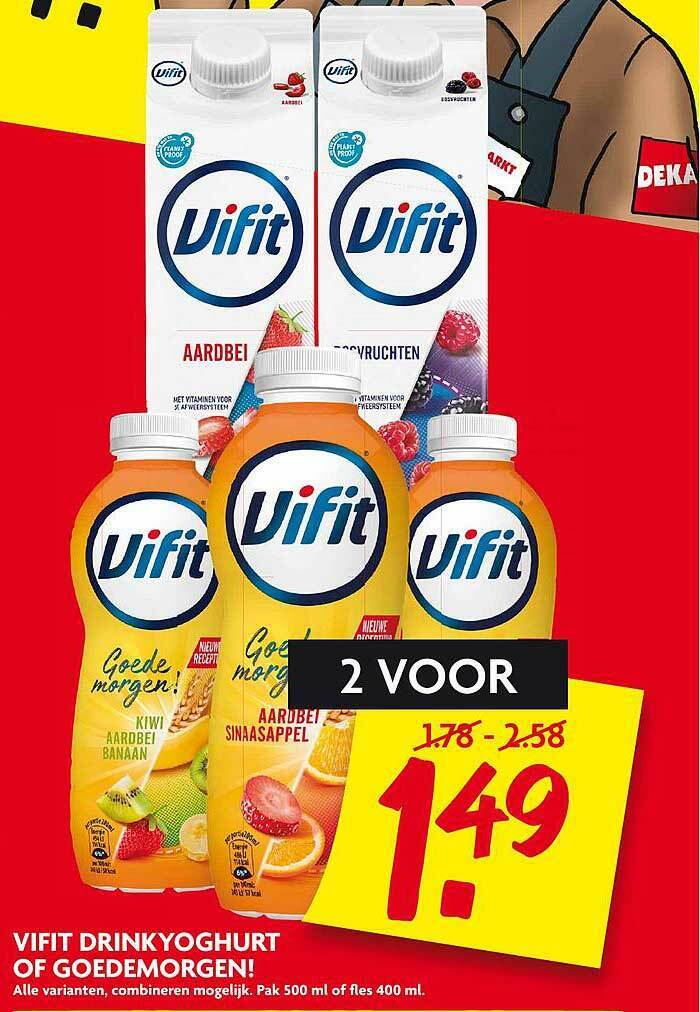 Vifit drinkyoghurt of goedemorgen! aanbieding bij Dekamarkt