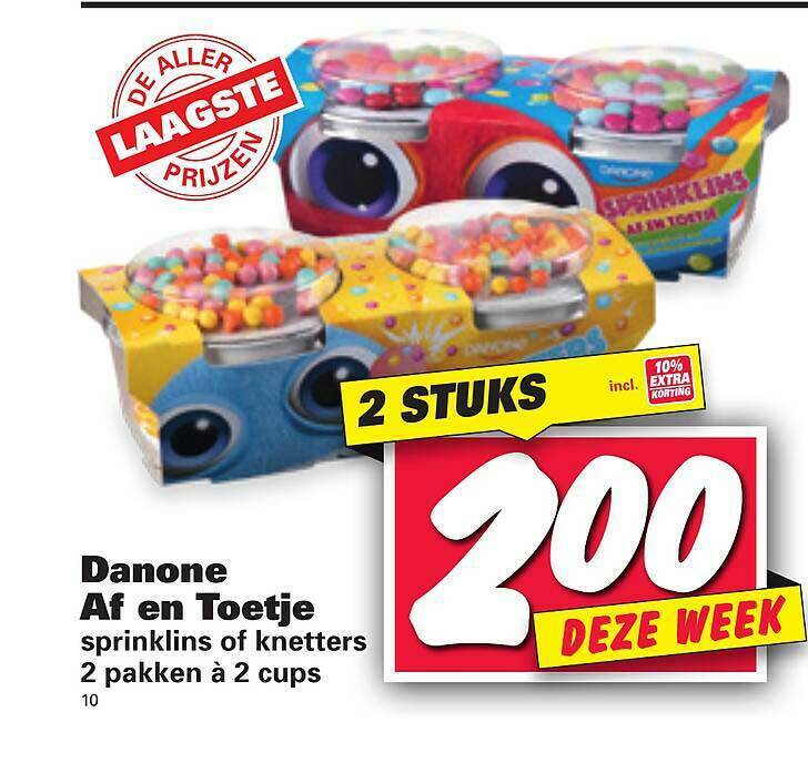 Danone af en toetje sprinklins of knetters aanbieding bij Nettorama