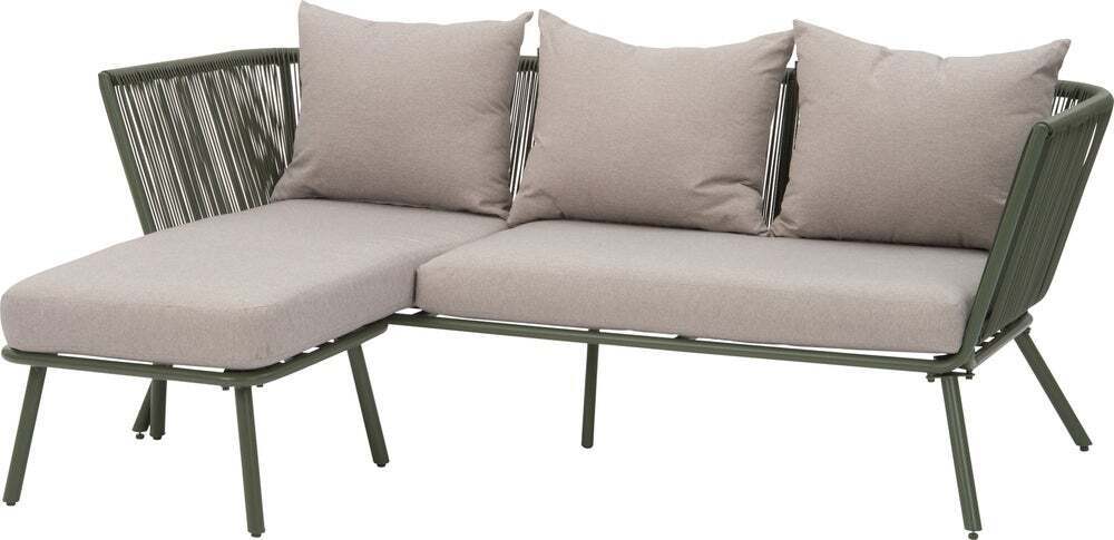 Intratuin 3-zits loungebank met chaise longue iris wicker groen ...