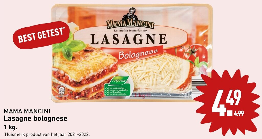 MAMA MANCINI Lasagne bolognese 1 kg. aanbieding bij ALDI