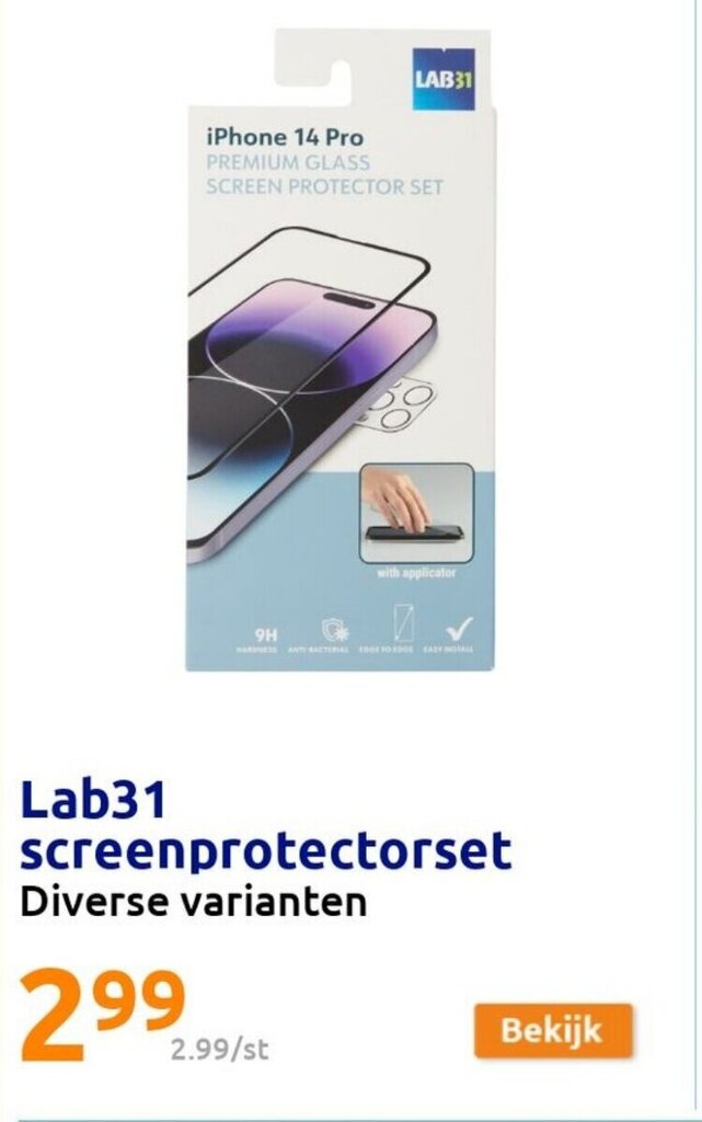 Lab31 screenprotectorset Diverse varianten aanbieding bij Action