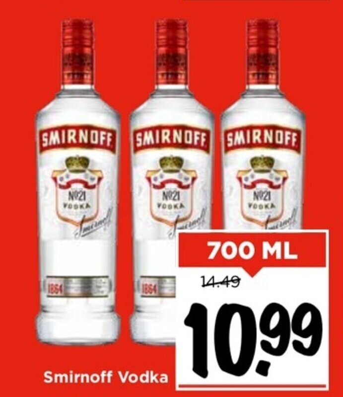Smirnoff Vodka 700ml aanbieding bij Vomar Voordeelmarkt