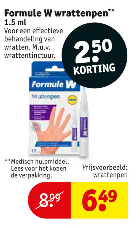 Formule W wrattenpen 1.5ml aanbieding bij Kruidvat