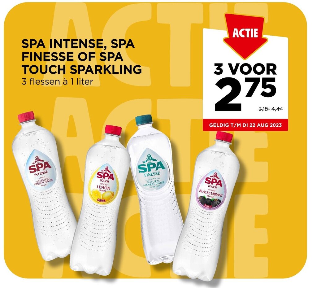 SPA INTENSE, SPA FINESSE OF SPA TOUCH SPARKLING 3 flessen à 1 liter ...