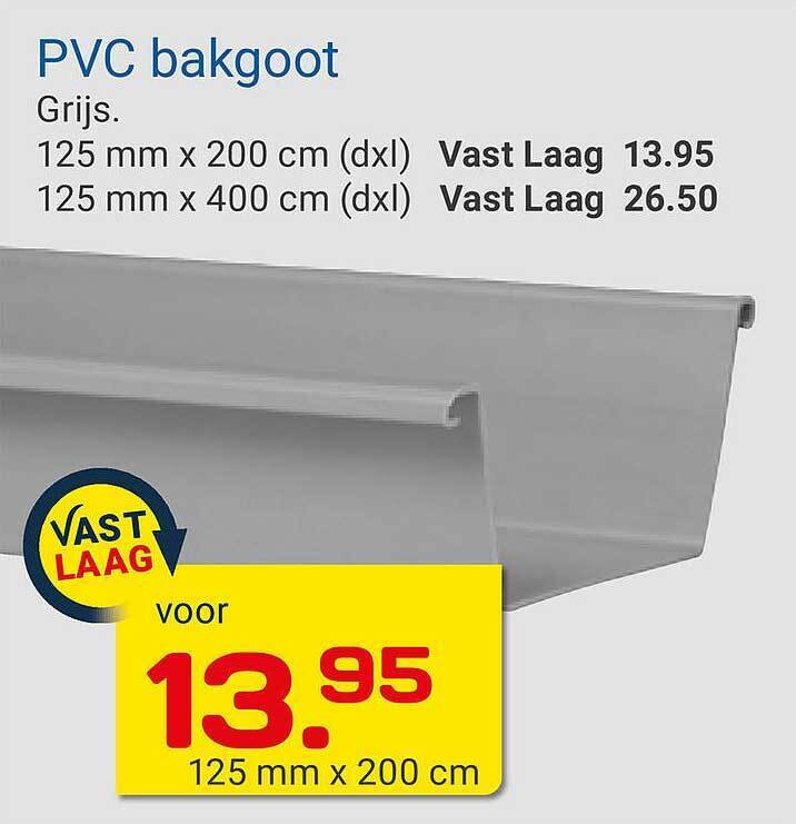 PVC Bakgoot 125mm x 200 cm aanbieding bij Kluswijs