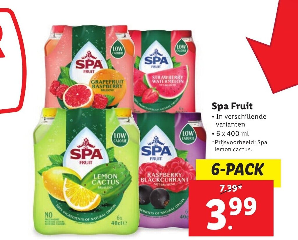 Spa Fruit 6 x 400ml aanbieding bij Lidl