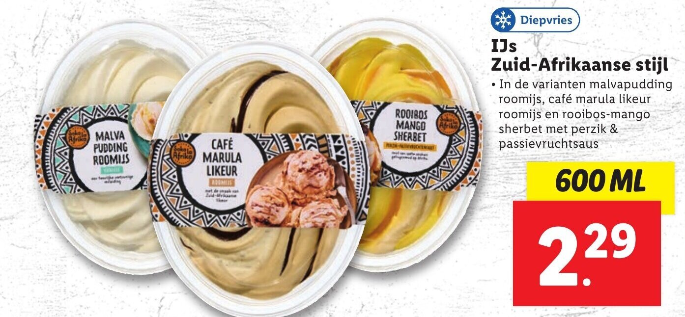 IJs Zuid-Afrikaanse stijl 600ml aanbieding bij Lidl