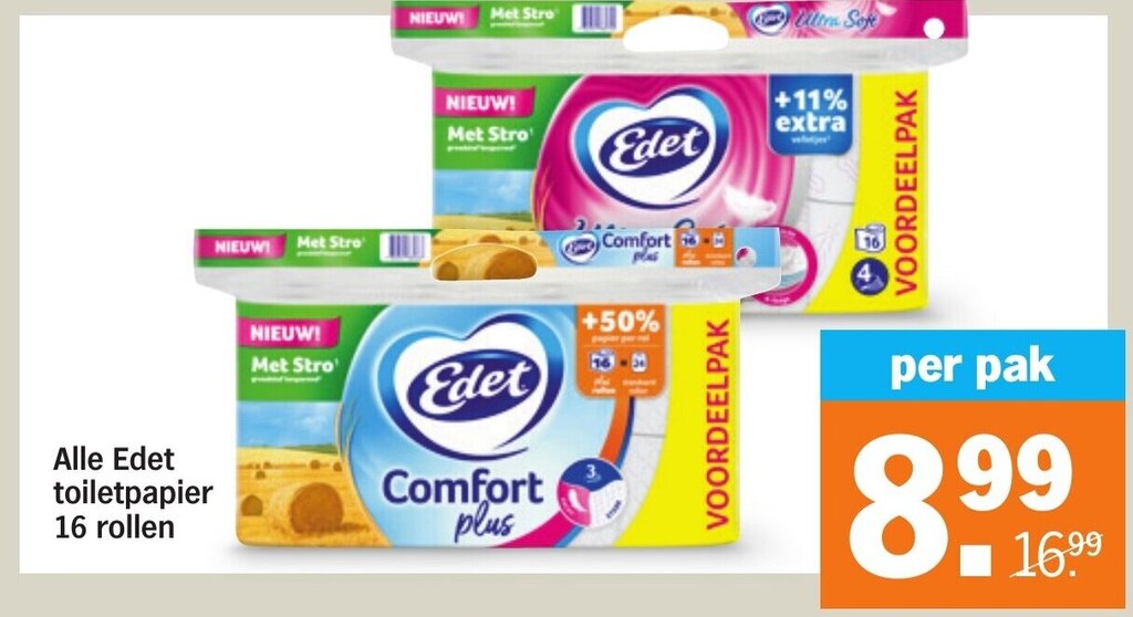 Alle Edet toiletpapier 16 rollen aanbieding bij Albert Heijn