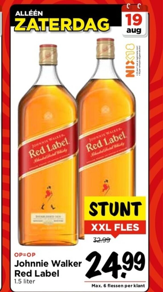 OP=OP Johnnie Walker Red Labe 1.5 liter l aanbieding bij Vomar ...